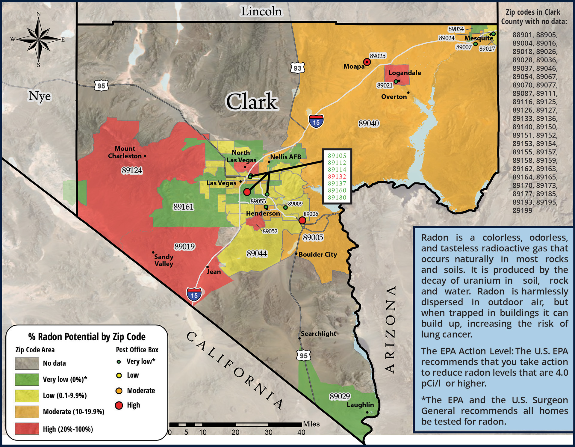 Clark County Radon Map Extension University Of Nevada Reno